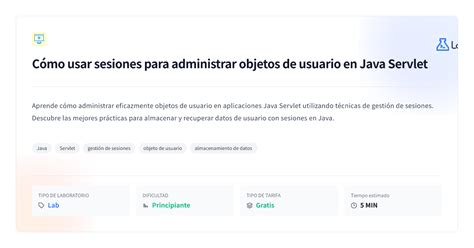 cómo usar sesiones para administrar objetos de usuario en java servlet labex