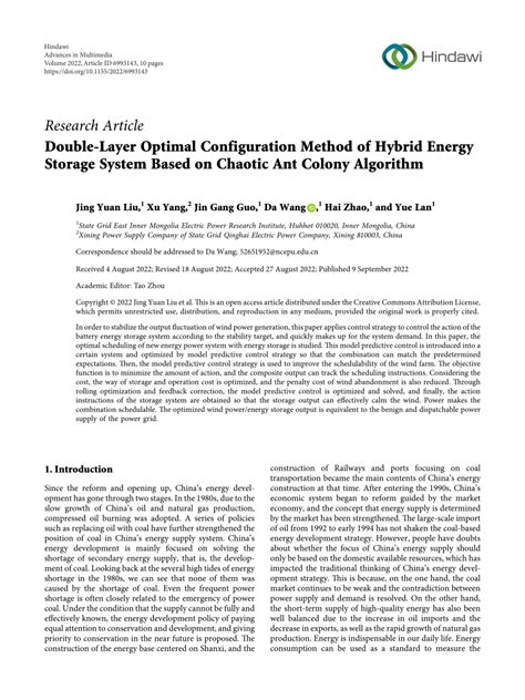 Pdf Double Layer Optimal Configuration Method Of Hybrid Energy