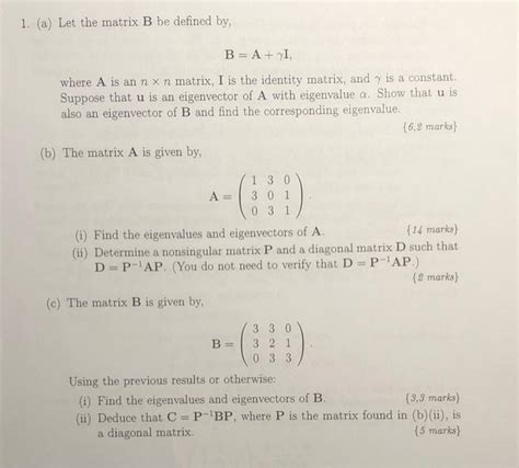solved 1 a let the matrix b be defined by b a 1