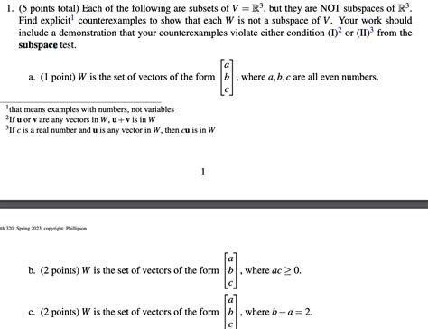 Solved 1 5 Points Total Each Of The Following Are Subsets Chegg Com