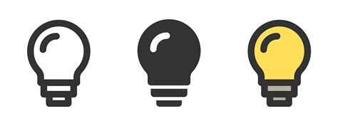 전구 아이콘 집합입니다 전기 램프 빛 혁신 솔루션 창의적 사고 전기 아이디어 기호입니다 벡터 일러스트 레이 션 Led 조명에 대한 스톡 벡터 아트 및 기타 이미지 Istock