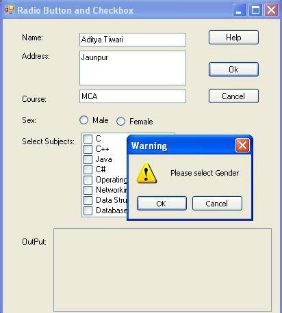 Radio Button CheckBox Controls RadioButton Properties RadioButton Events CheckBox Properties