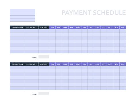 Payment Schedule Excel Template