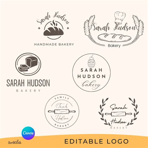 Custom Bakery Logo Canva 6 Editable Cake Shop Logos Modern Bakery Logo Cupcake Logo Dessert