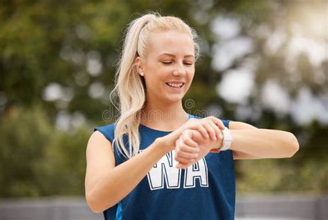 Fitness Wellness And Heart Watch Woman On Cardio Exercise Break Happy With Health Progress