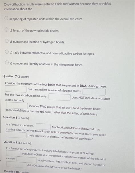 Solved X Ray Diffraction Results Were Useful To Crick And