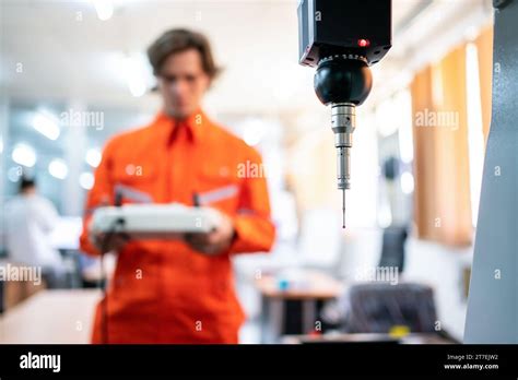 Close Up Probe Measurement Of Detail By Detecting Head Sensor At Production Line In The Industry