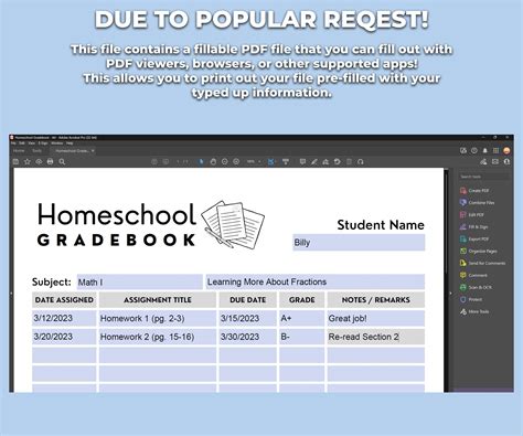Homeschool Gradebook Printable Homeschool Grading Sheet Template Kit