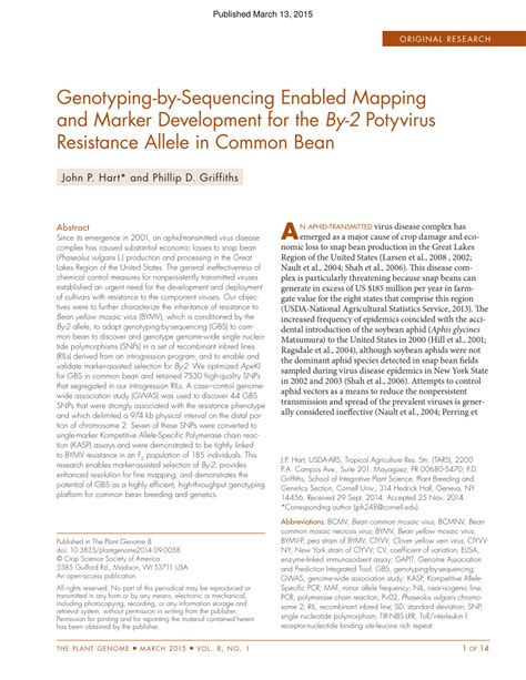 Pdf Genotyping By Sequencing Enabled Mapping And Marker Development For The Potyvirus