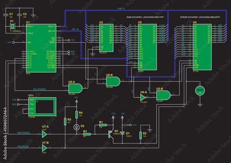 Schematic Diagram Of Electronic Device Vector Drawing Electrical