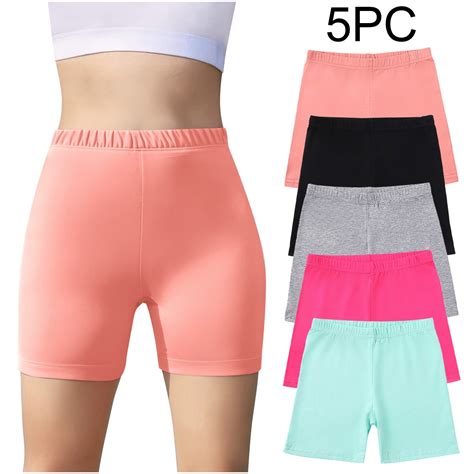 Hurxie Deals 5 Pack Cotton Cartwheel Shorts For Girls Bike Shorts Under
