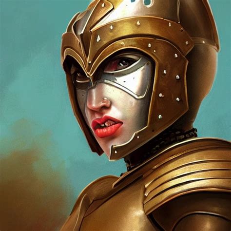 High Detail Fantasy Portrait Of A Robust Female Knight Wearing A
