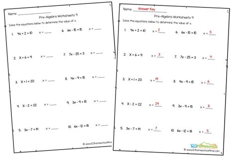 Pre Algebra Worksheets Problem For Grade 6 8 With Answers Pdf