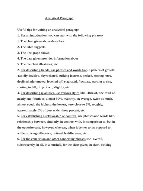 Analytical Paragraph Phrases Pdf