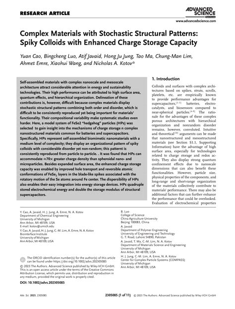 Pdf Complex Materials With Stochastic Structural Patterns Spiky Colloids With Enhanced Charge