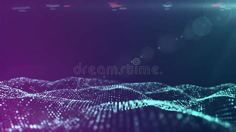 Digital Wave Of Illuminated Particles Creating A Flowing Abstract Futuristic Data Visualization