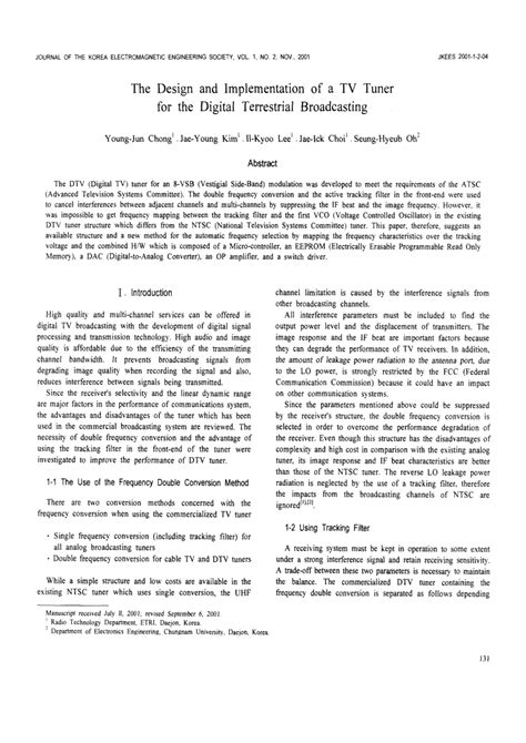 Pdf The Design And Implementation Of Tv Tuner For Digital Terrestrial