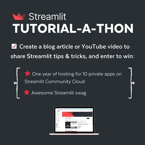 📣 Streamlit Tutorial A Thon Reminder R Streamlitofficial