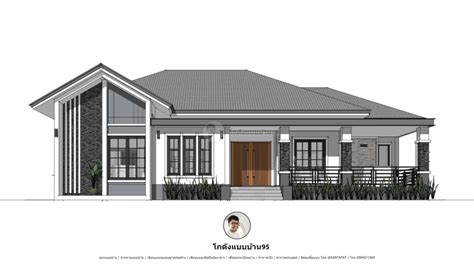 แบบบ้านชั้นเดียว 2 ห้องนอน P 1713 แบบบ้านตกแต่งแนวร่วมสมัย