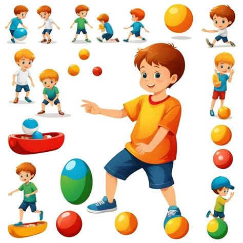 Boy Playing Vector Set White Background Isolated Premium Ai Generated