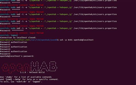 Openhab Console Not Possible To Set Password Of User Openhab