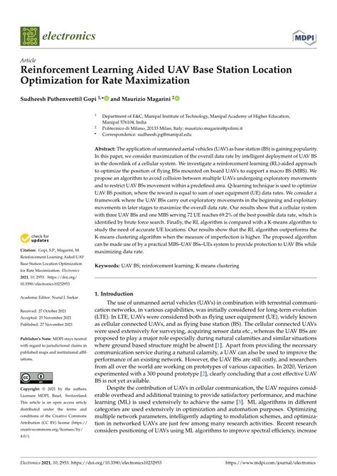Pdf Reinforcement Learning Aided Uav Base Station Location