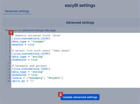 advanced settings for custom fields