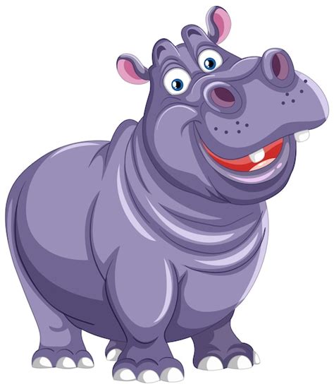 Ilustración De Un Hipopótamo Animado Alegre Vector Gratuito
