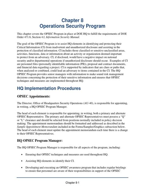 Chapter 8 Operations Security Program Pdf Classified