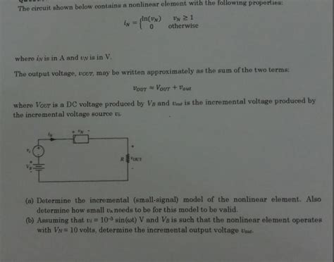 Solved The Circuit Shown Below Contains A Nonlinear Element Chegg