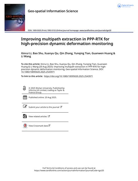 Pdf Improving Multipath Extraction In Ppp Rtk For High Precision
