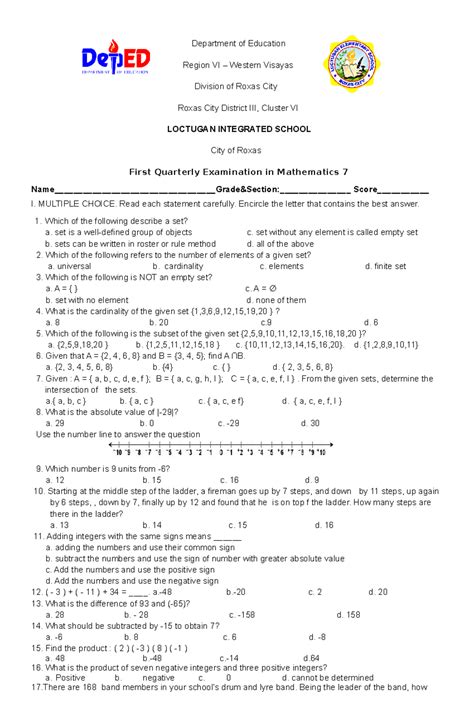 Grade 9 Math Test