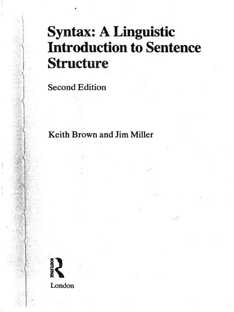 Syntax A Linguistic Introduction To Sentence Structure Pdf