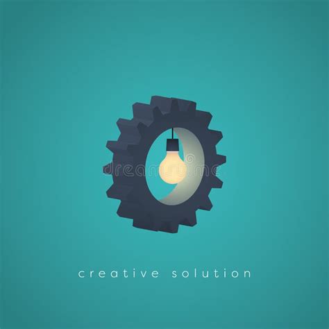 Creative Solution Business Vector Symbol With Gear And A Lightbulb Concept For Creativity