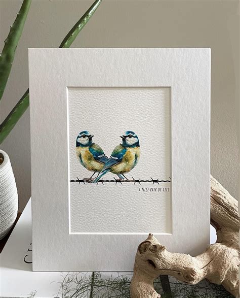 A Nice Pair Of Tits Blue Tits Art Print Funny Couples Bird Print