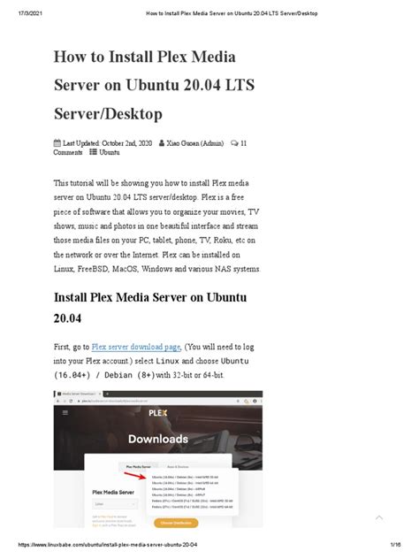 How To Install Plex Media Server On Ubuntu 2004 Lts Server Desktop Pdf Proxy Server