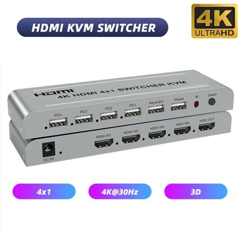 4K สวตช KVM สำหรบ HDMI 4X1 HDMI สลบ USB 4คอมพวเตอรแบงปนหนงชดของจอเมาสและคยบอรด
