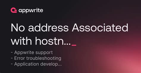 No Address Associated With Hostname Threads Appwrite