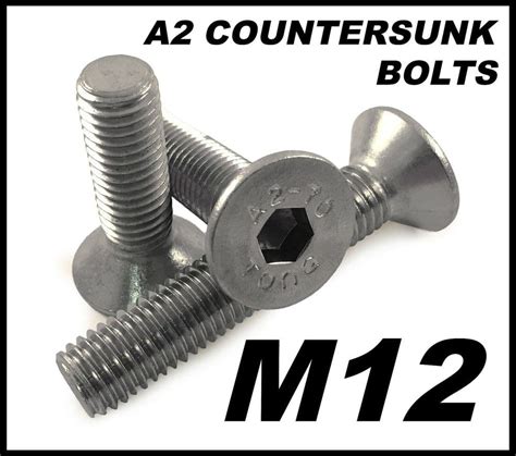 M12 A2 Stainless Steel Countersunk Bolts Allen Socket Bolts A2-70 Screws