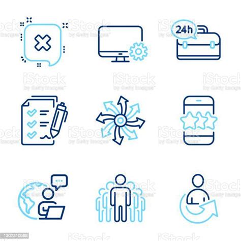 기술 아이콘이 설정됩니다 설문 조사 체크리스트 거부 24시간 서비스 표지판으로 아이콘이 포함되어 있습니다 스타 그룹 공유 기호 벡터 0명에 대한 스톡 벡터 아트 및 기타