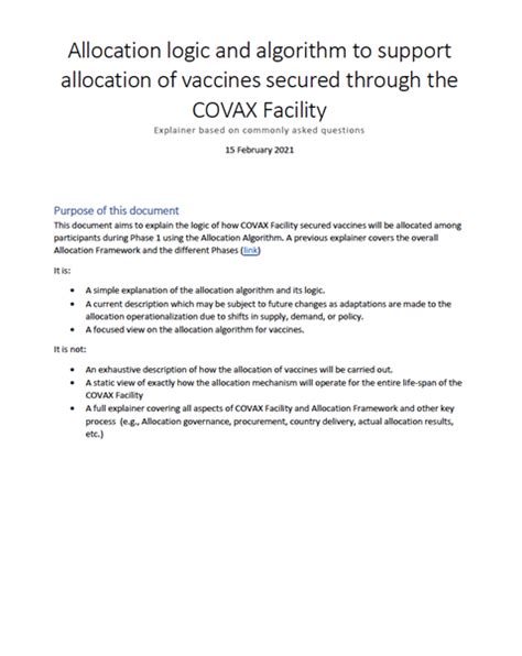 Allocation Logic And Algorithm To Support Allocation Of Vaccines
