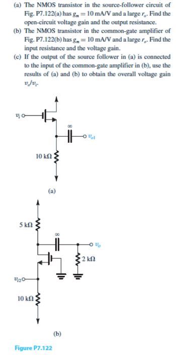Answered A The Nmos Transistor In The Source Follower Circuit Of Fig P7 122 A Has Gm 10