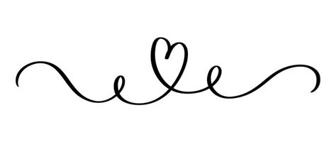 마음과 사랑 소용돌이 분배기 손으로 그린 스케치 낙서 스타일 연속 선 낙서 심장 실 프리미엄 벡터