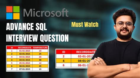 Microsoft Sql Interview Question Senior Data Analyst Deepankar Pathak Youtube