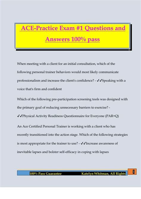 Ace Practice Exam 1 Questions And Answers 100 Pass Ace Personal