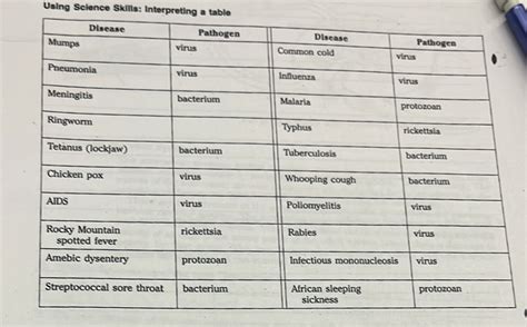 Solved Using Science Skills Interpreting A Table Others