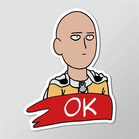 One Punch Man Saitama Ok Anime Glossy Vinyl Decal Die Cut Sticker Calibear Prints