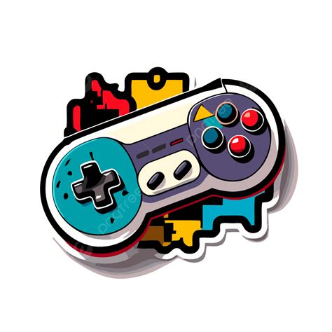 Retro Game Controller Sticker Is Shown On A Grey Background Vector Clipart Game Clipart