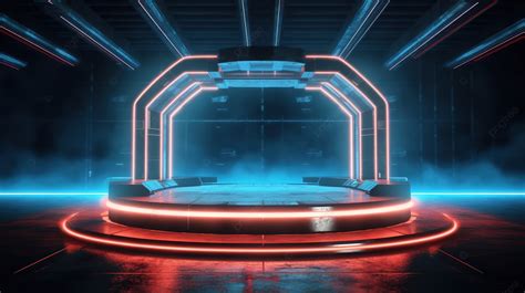 터널에서 네온 불빛으로 빛나는 미래 지향적인 3d 렌더링 첨단 기술 연단 3d 장면 3d 실린더 디지털 서클 배경 일러스트 및 사진 무료 다운로드 Pngtree