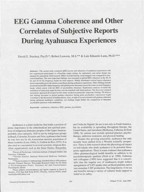 Eeg Gamma Coherence And Other Correlates Of Subjec Pdf